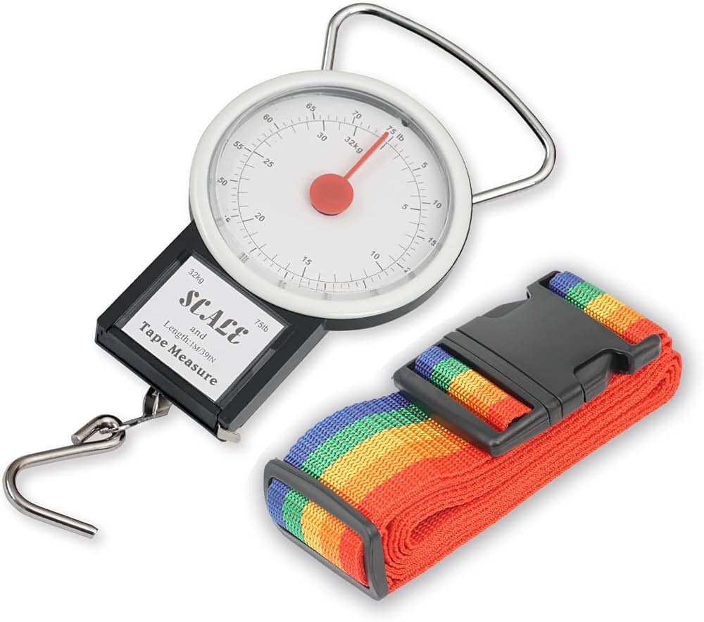 BASCULA DE EQUIPAJE PORTATIL CON MARCADOR GIRATORIO Y CINTA MEDIDORA A ...